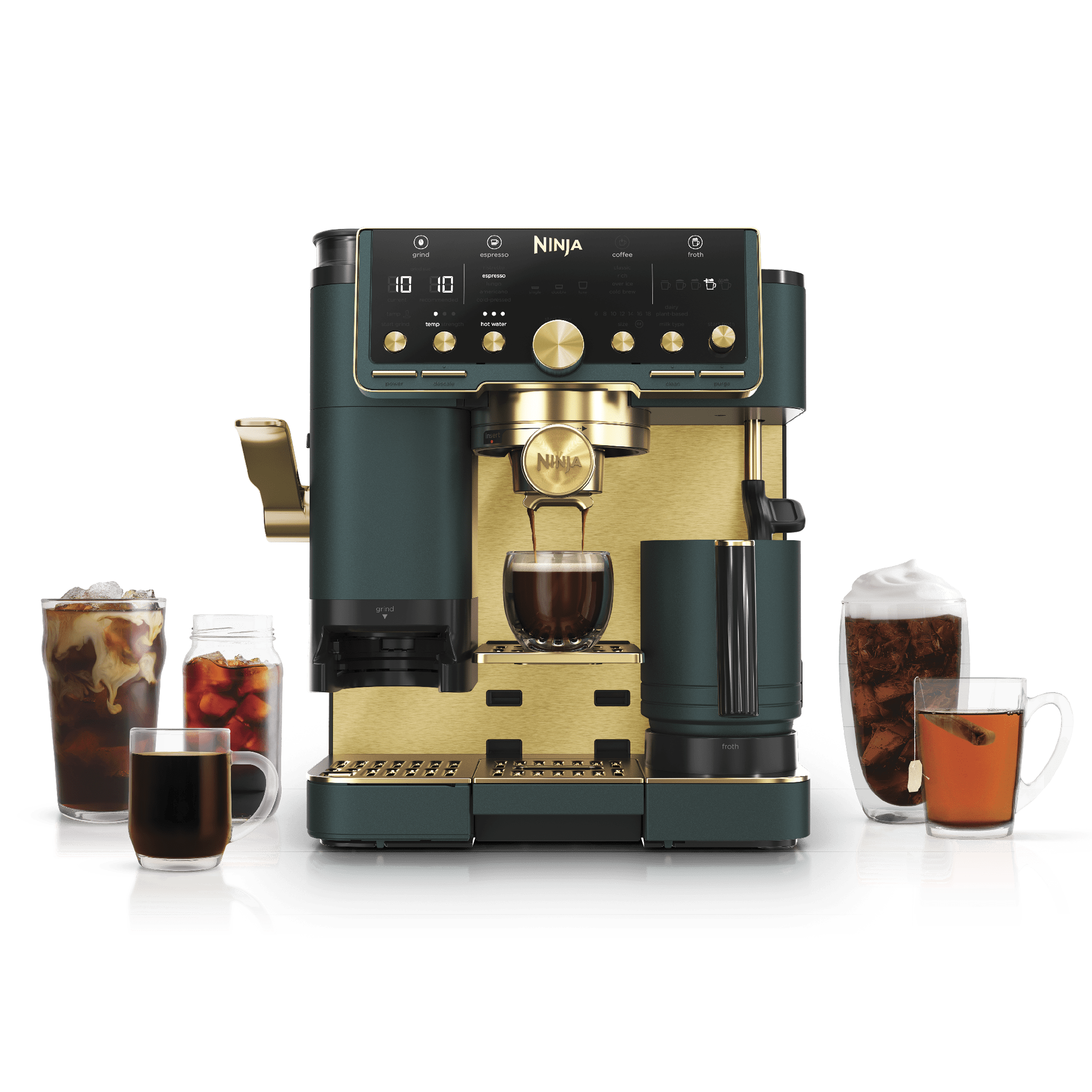 Ninja Luxe™ Café Pro 4-in-1 Espresso, Coffee, Cold Brew & Hot Water - Emerald & Gold | SharkNinja