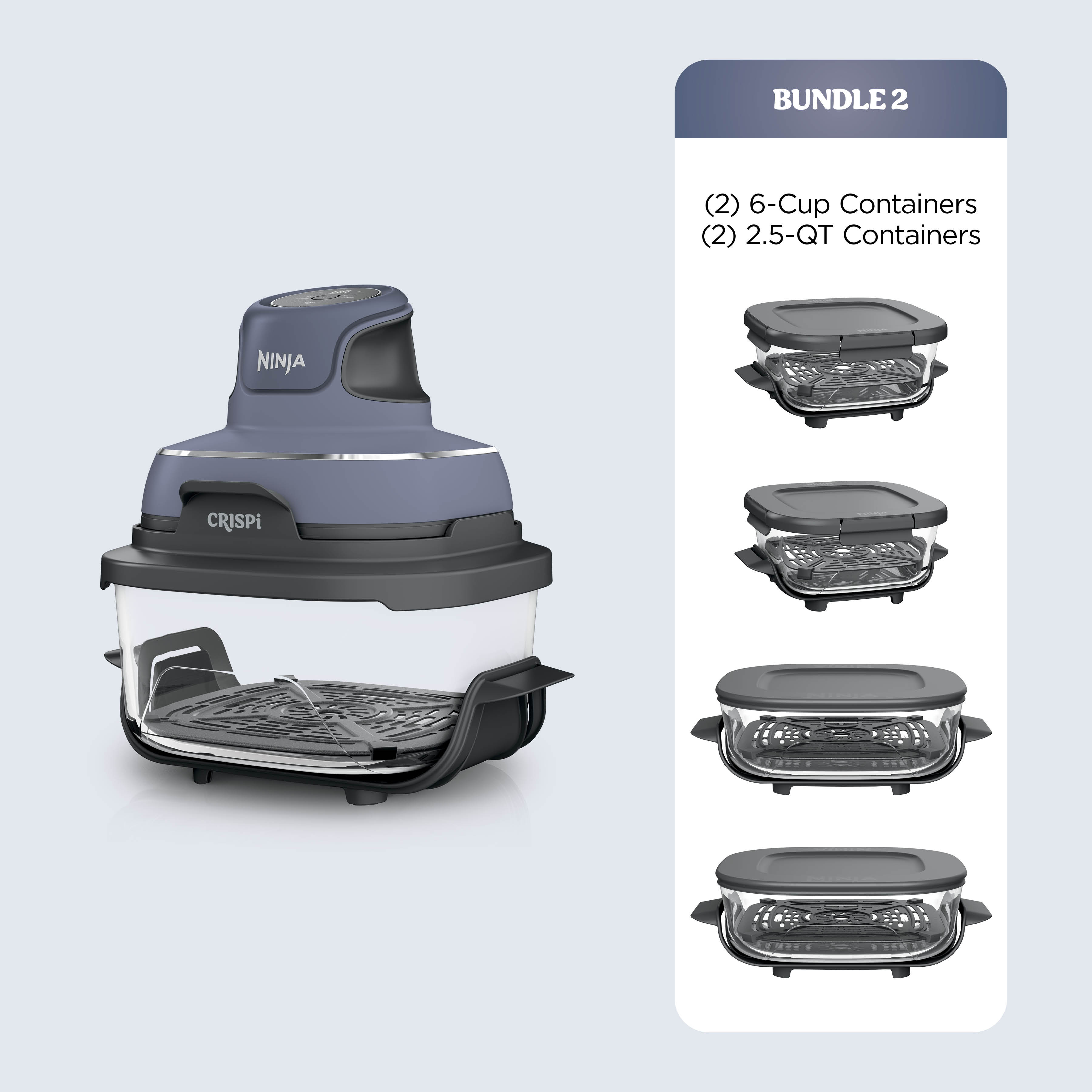 Ninja Crispi™ 4-in-1 Lavender Glass Air Fryer With 2.5QT & 6-Cup ...