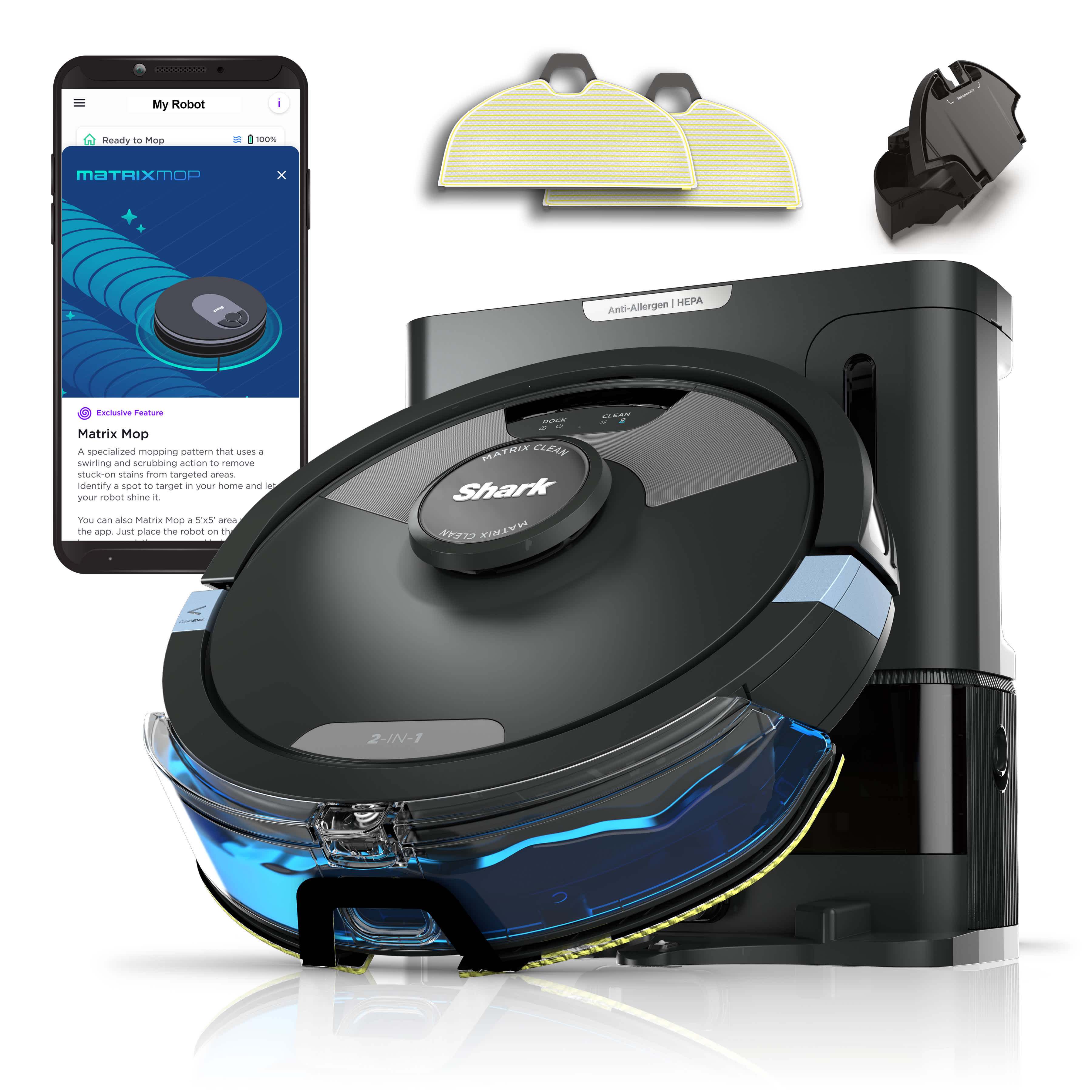 Shark Matrix™ Plus 2-in-1 Self-Empty Robot Vacuum and Mop, RV2610WACA ...