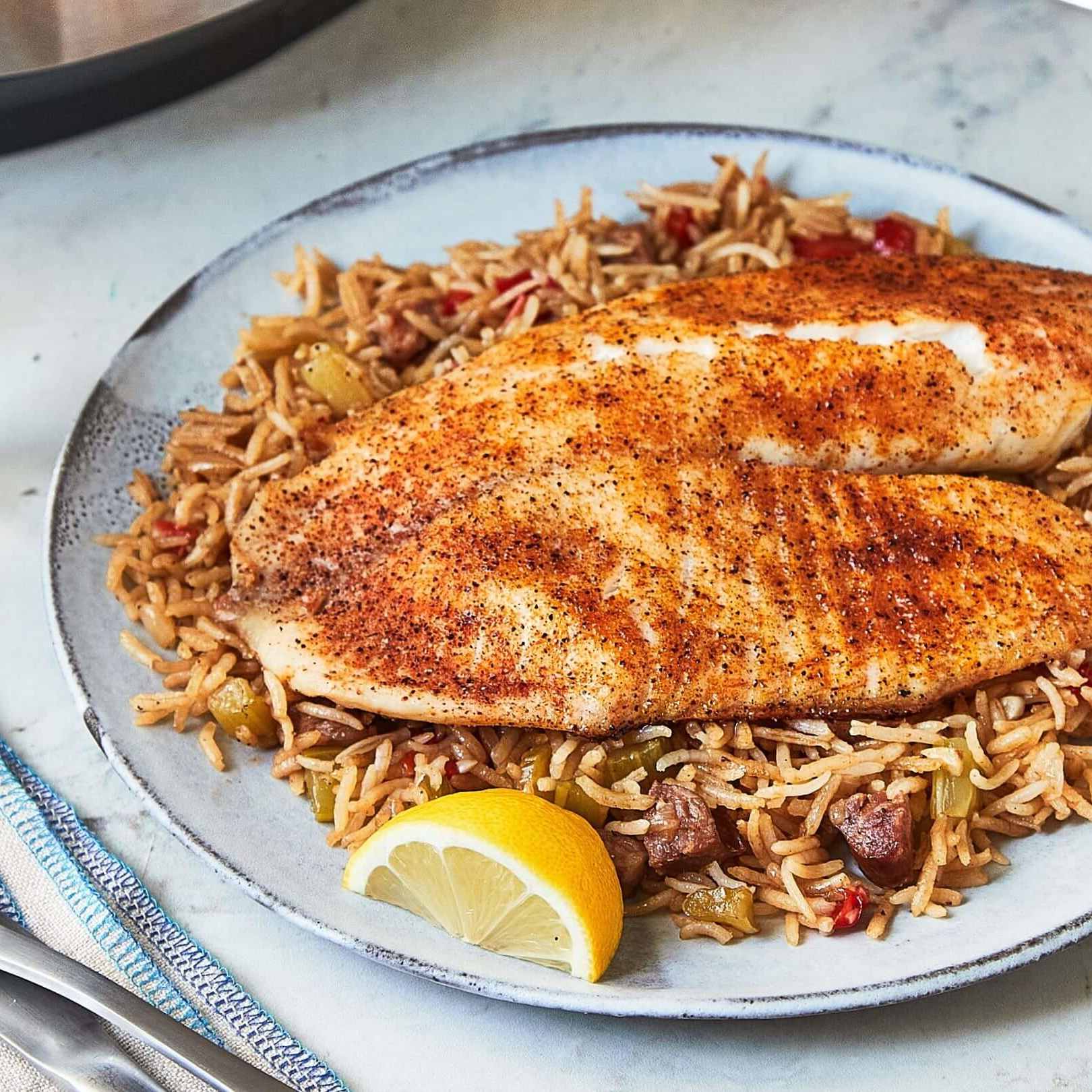 Cajun Fish and Andouille Sausage Dirty Rice - Ninja Test Kitchen