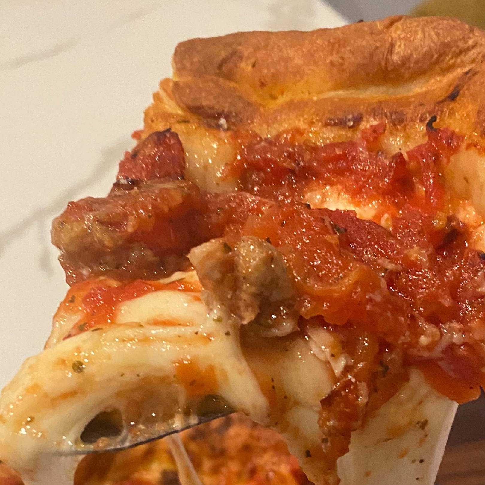 Deep Dish Sausage Pizza with Mozzarella Crust - Ninja Test Kitchen
